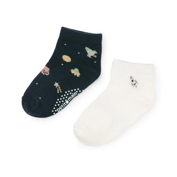 ※このアイテムは返品・交換対象外商品です。ZOZO問い合わせ番号:104290432ショップ:petit main，プティマインブランド:petit main，プティマイン商品名:宇宙柄ショートソックス2Pカテゴリ:レッグウェア>ソッ...