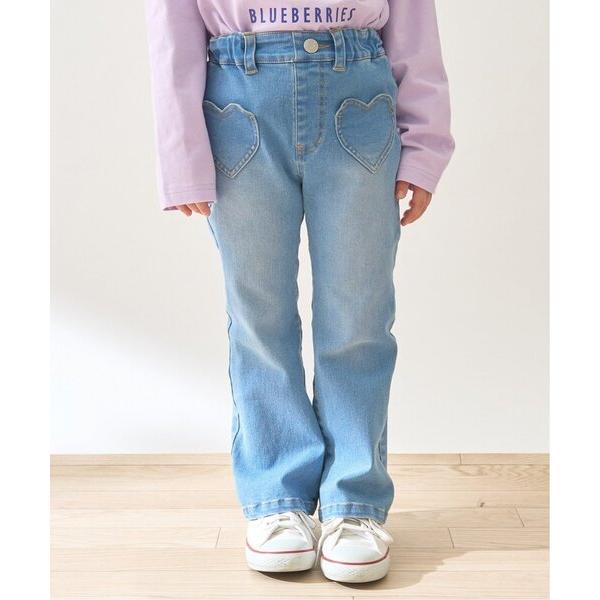 ZOZO問い合わせ番号:104290435ショップ:petit main，プティマインブランド:Lycee mine，リセマイン，petit main，プティマイン商品名:【きれいシルエット】しっかりストレッチハートポケットフレアデニムパン...