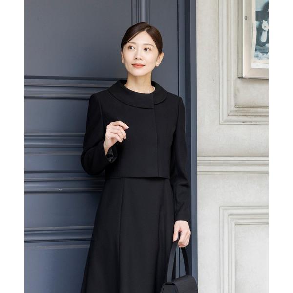 『セール実施中』ZOZO問い合わせ番号:104326538ショップ:CARETTE，カレットブランド:CARETTE，カレット商品名:【喪服・礼服】洗えるブラックフォーマルスーツ ロールカラージャケットと前開きロングワンピースのセットカテゴ...