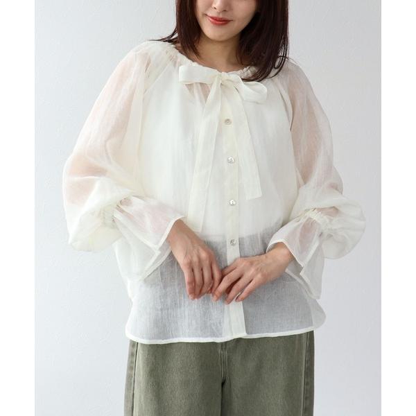 ZOZO問い合わせ番号:104327364ショップ:Three Four Time，スリーフォータイムブランド:Three Four Time，スリーフォータイム商品名:ギャーザーリボンカラーブラウスカテゴリ:トップス>シャツ/ブラウ...