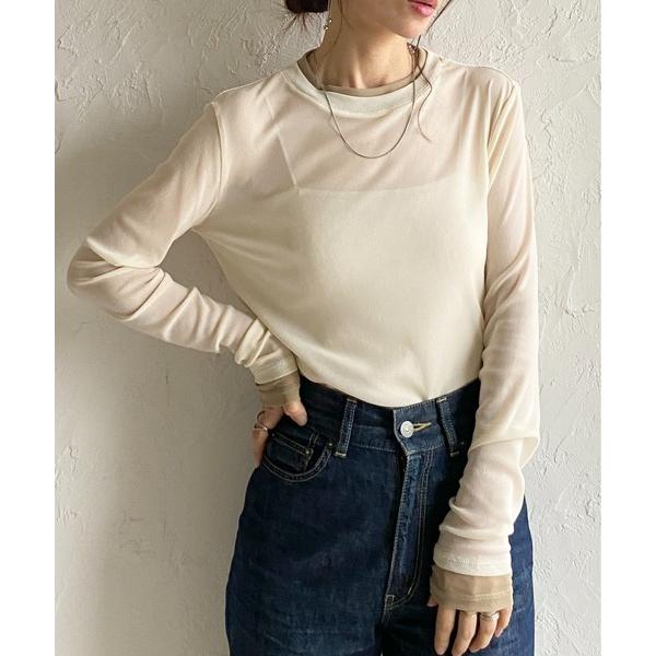 『タイムセール実施中』ZOZO問い合わせ番号:104366297ショップ:wears，ウェアーズブランド:She's Closet，シーズクローゼット商品名:クルーネック長袖 配色バイカラー レイヤード風 シアートップスカテゴリ:トップス&...