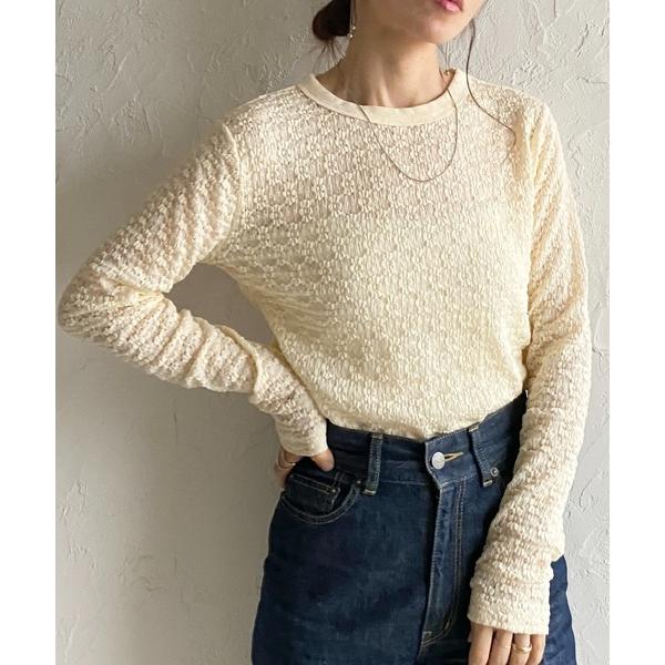 『タイムセール実施中』ZOZO問い合わせ番号:104366298ショップ:wears，ウェアーズブランド:She's Closet，シーズクローゼット商品名:長袖 クルーネック 花柄 レースシアートップス ロングTシャツカテゴリ:トップス&...