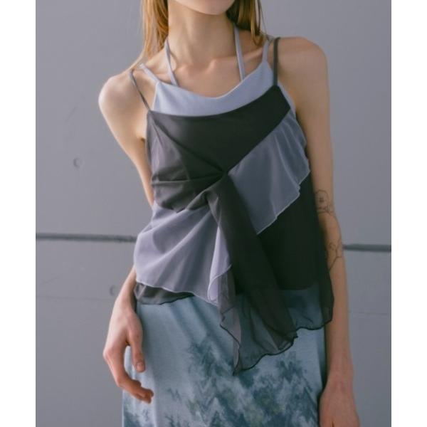 ZOZO問い合わせ番号:104367306ショップ:MARTE，マルテブランド:sahara，サハラ商品名:Bi-color Ruffle Sheer Camisole/バイカラーラッフルシアーキャミソールカテゴリ:トップス>キャミソ...