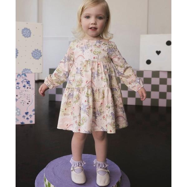 『タイムセール実施中』ZOZO問い合わせ番号:104367463ショップ:Cath Kidston，キャス キッドソンブランド:Cath Kidston，キャスキッドソン商品名:キッズ ロングスリーブ ティアードドレス Pink Unico...