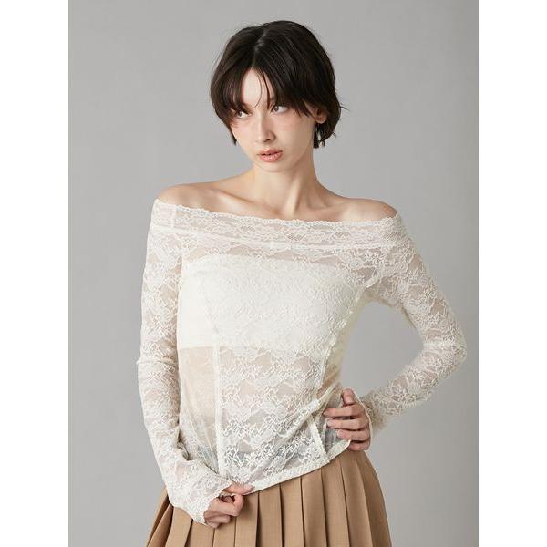 ZOZO問い合わせ番号:104367943ショップ:LILY BROWN，リリー ブラウンブランド:LILY BROWN，リリーブラウン商品名:オフショルダーレーストップスカテゴリ:トップス>Tシャツ/カットソーブランド品番:LWCT...