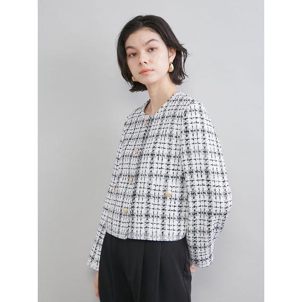 ZOZO問い合わせ番号:104367963ショップ:Mila Owen，ミラ オーウェンブランド:Mila Owen，ミラオーウェン商品名:クロップド金釦コンパクトツイードジャケットカテゴリ:ジャケット/アウター>ノーカラージャケット...