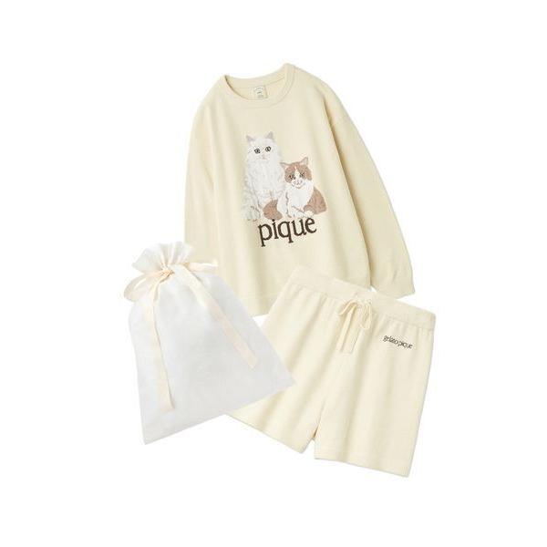 ZOZO問い合わせ番号:104367992ショップ:gelato pique，ジェラート　ピケブランド:gelato pique，ジェラートピケ商品名:【ラッピング済み】エアリーモコキャットジャガードプルオーバー＆ショートパンツSETカテゴ...