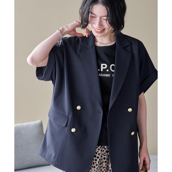 ZOZO問い合わせ番号:104368332ショップ:FREAK'S STORE，フリークスストアブランド:FREAK'S STORE，フリークスストア商品名:接触冷感/UVカット LINEN TOUCH ダブルブレスト半袖ジャケット/リネン...