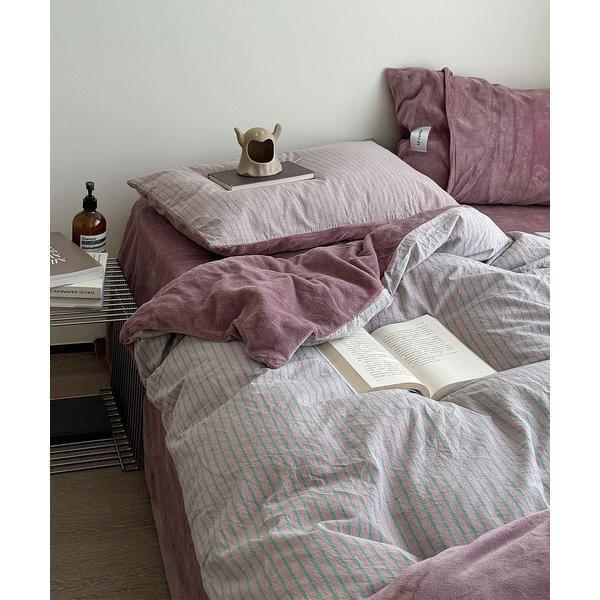 『タイムセール実施中』ZOZO問い合わせ番号:104368360ショップ:RiNc，リンクブランド:ammy.，エイミードット商品名:【 ammy. / エイミードット 】 コントラスト あったか ベッドカバー 3点セット / 寝具カテゴリ...