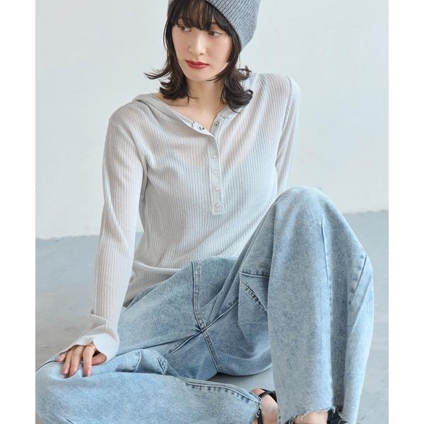 『タイムセール実施中』ZOZO問い合わせ番号:104368684ショップ:Bonjour Sagan，ボンジュールサガンブランド:meilmada，メイルマダ，Bonjour Sagan，ボンジュールサガン商品名:フード付きシアーリブニット...