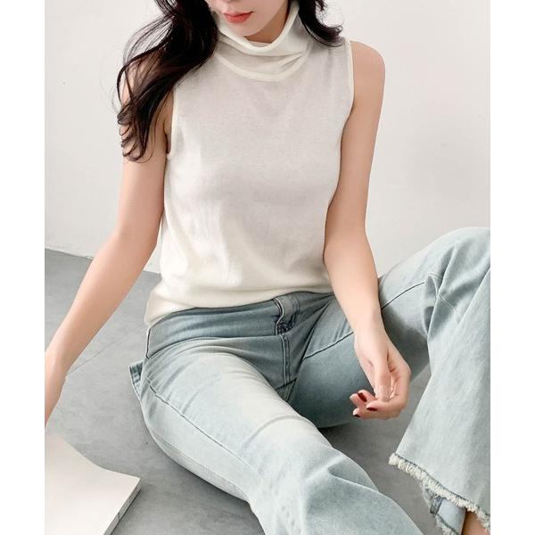 『タイムセール実施中』ZOZO問い合わせ番号:104370221ショップ:RIVER FIELD &amp; Co.，リバーフィールド　アンド　コーブランド:LOWO，ロワ商品名:ウール混 タートルネック ノースリーブ ニットカテゴリ:トッ...