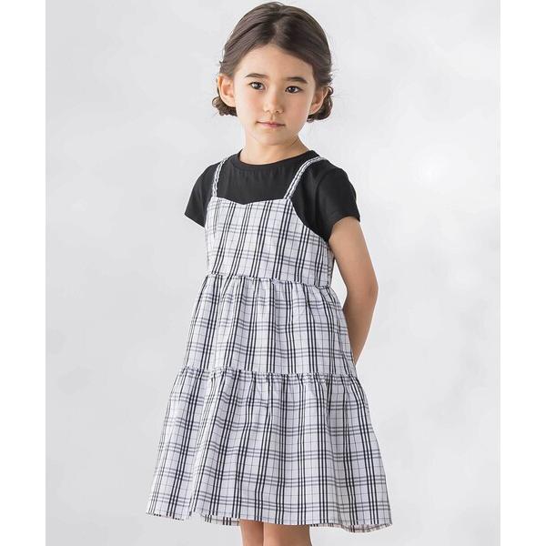 ZOZO問い合わせ番号:104406708ショップ:BEBE ONLINE STORE，ベベ オンラインストアブランド:BeBe Petits Pois Vert，ベベプチポワヴェール商品名:【店舗限定】マドラスチェックドッキングワンピース...