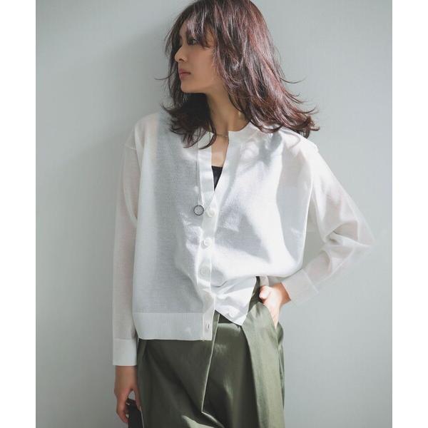 ZOZO問い合わせ番号:104407381ショップ:UNFILO，アンフィーロブランド:UNFILO，アンフィーロ商品名:シアーフォルムニット キーネックカーディガンカテゴリ:トップス>カーディガン/ボレロブランド品番:KRUMLM0...