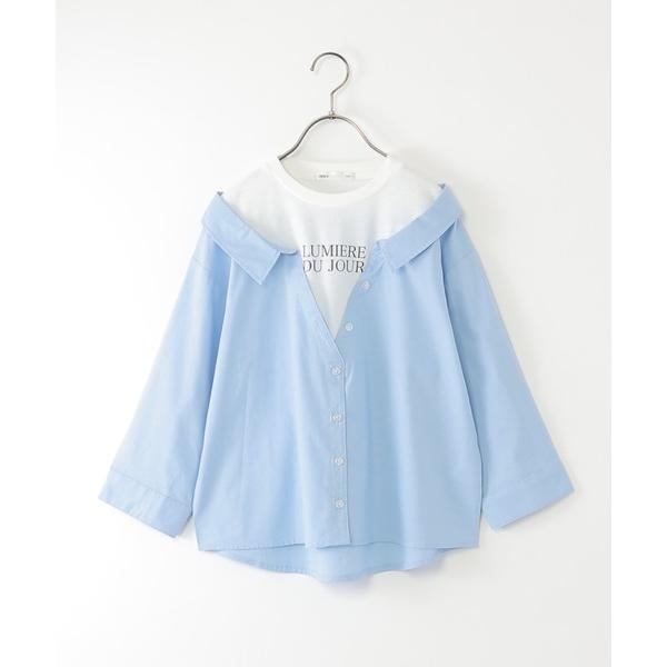 ZOZO問い合わせ番号:104407610ショップ:ikka LOUNGE，イッカラウンジブランド:ikka，イッカ商品名:【親子コーデ】ロゴTドッキングドッキングブラウス（120~160cm）カテゴリ:トップス>シャツ/ブラウスブラ...