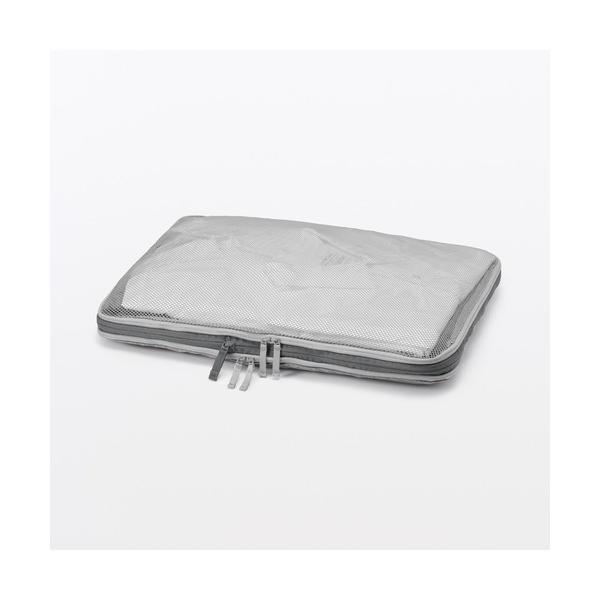 ZOZO問い合わせ番号:104407872ショップ:無印良品，ムジルシリョウヒンブランド:無印良品，ムジルシリョウヒン商品名:再生ポリエステル仕分けケース圧縮タイプ　Ｌ　約３５×４７×１０ｃｍカテゴリ:雑貨/ホビー>トラベルグッズブラ...