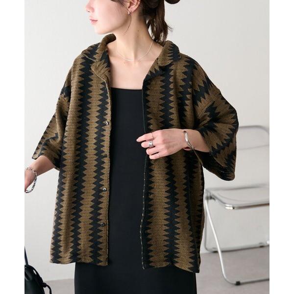 ZOZO問い合わせ番号:104408191ショップ:DISCOAT，ディスコートブランド:DISCOAT，ディスコート商品名:【Enlude/India】ジャガードリーフ柄シャツカテゴリ:トップス>シャツ/ブラウスブランド品番:DCE...