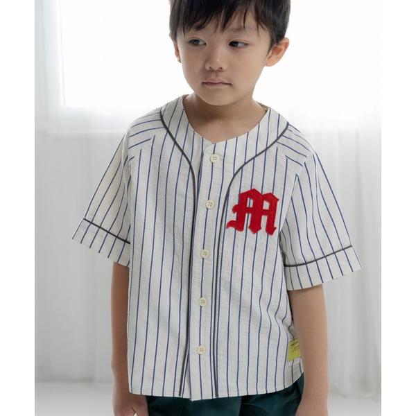 ZOZO問い合わせ番号:104408827ショップ:MAKE YOUR DAY，メイクユアデイブランド:MAKE YOUR DAY，メイクユアデイ商品名:ストライプベースボールシャツ■80〜140cmカテゴリ:トップス>シャツ/ブラウ...