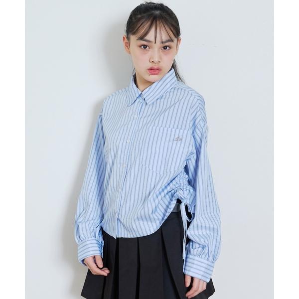 ZOZO問い合わせ番号:104445025ショップ:NARUMIYA ONLINE，ナルミヤ オンラインブランド:LOVETOXIC，ラブトキシック商品名:短丈ドロストストライプシャツカテゴリ:トップス>シャツ/ブラウスブランド品番:...