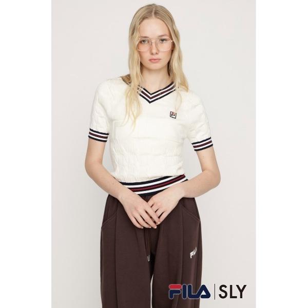 ZOZO問い合わせ番号:104445370ショップ:SLY，スライブランド:SLY，スライ商品名:FILA x SLY CABLE KNIT TOPS フィラスライケーブルニットトップス 春服 夏服カテゴリ:トップス>ニット/セーター...