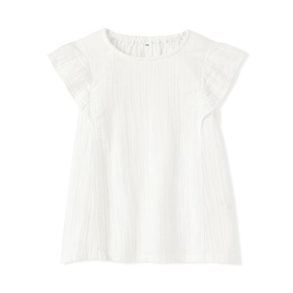 ZOZO問い合わせ番号:104446504ショップ:無印良品，ムジルシリョウヒンブランド:無印良品，ムジルシリョウヒン商品名:キッズ 楊柳ガーゼフリルスリーブブラウスカテゴリ:トップス>シャツ/ブラウスブランド品番:454807688...