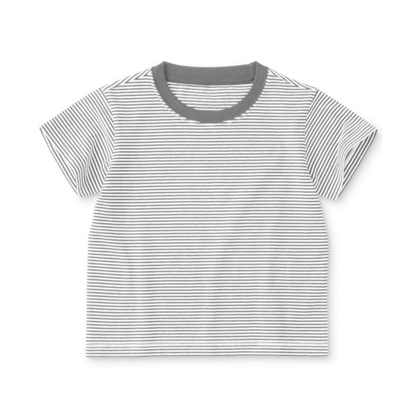 ZOZO問い合わせ番号:104446511ショップ:無印良品，ムジルシリョウヒンブランド:無印良品，ムジルシリョウヒン商品名:ベビー あたまするっと 綿天竺編みクルーネック半袖Ｔシャツ ボーダーカテゴリ:トップス>Tシャツ/カットソー...