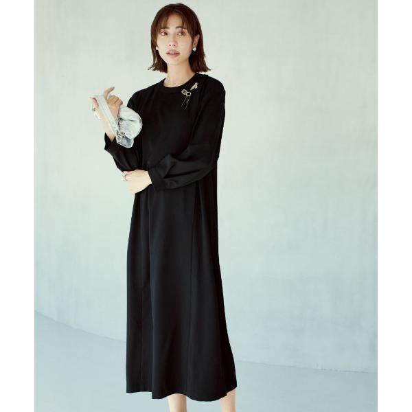 ZOZO問い合わせ番号:104448642ショップ:FELISSIMO，フェリシモブランド:IEDIT，イディット商品名:ＩＥＤＩＴ　フロントファスナーではいてサっと着られる！　美しい黒が続く黒原着素材で作った　ブラックワンピース〈ブラック...