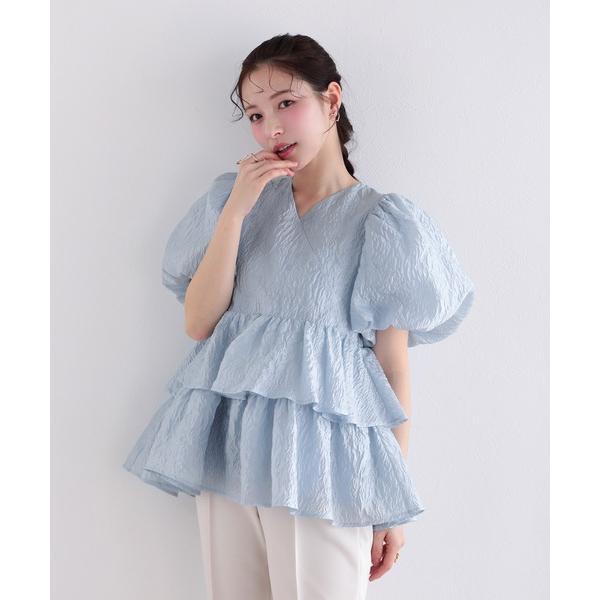 『タイムセール実施中』ZOZO問い合わせ番号:104449163ショップ:Fit more，フィットモアブランド:Fit more，フィットモア商品名:シアージャガード カシュクール風ペプラムトップスカテゴリ:トップス>その他トップス...