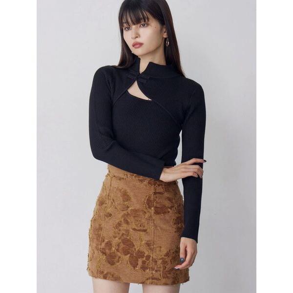 ZOZO問い合わせ番号:104485202ショップ:MURUA，ムルーアブランド:MURUA，ムルーア商品名:チャイナタイトニットカテゴリ:トップス>ニット/セーターブランド品番:012622600701素材:ポリエステル52% レー...