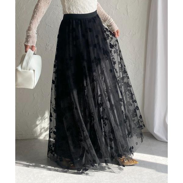『タイムセール実施中』ZOZO問い合わせ番号:104486448ショップ:wears，ウェアーズブランド:She's Closet，シーズクローゼット商品名:Aライン フレアロング丈 花柄 ボリューム チュールスカート / プリーツスカート...
