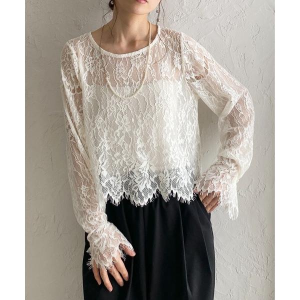 『タイムセール実施中』ZOZO問い合わせ番号:104486449ショップ:wears，ウェアーズブランド:She's Closet，シーズクローゼット商品名:長袖 シースルー/シアー スカラップレースブラウス 花柄トップスカテゴリ:トップス...