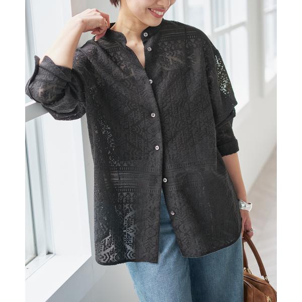 ZOZO問い合わせ番号:104486735ショップ:Spick &amp; Span，スピック アンド スパンブランド:Spick &amp; Span，スピックアンドスパン商品名:スタンドカラーレースシャツカテゴリ:トップス>シャツ...