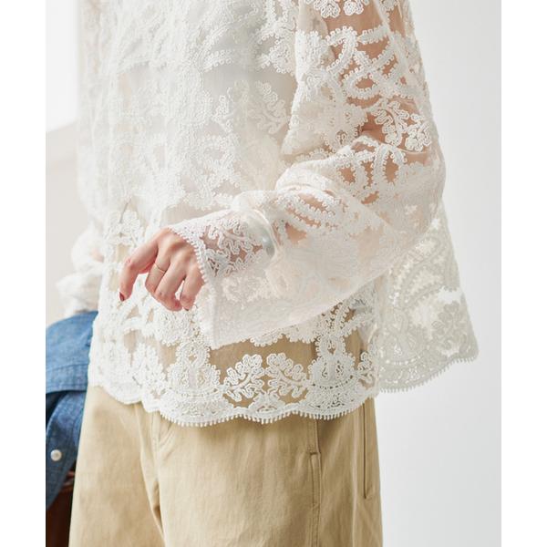 ZOZO問い合わせ番号:104486738ショップ:Spick &amp; Span，スピック アンド スパンブランド:Spick &amp; Span，スピックアンドスパン商品名:コードエンブロイダリーチュールブラウスカテゴリ:トップス&...