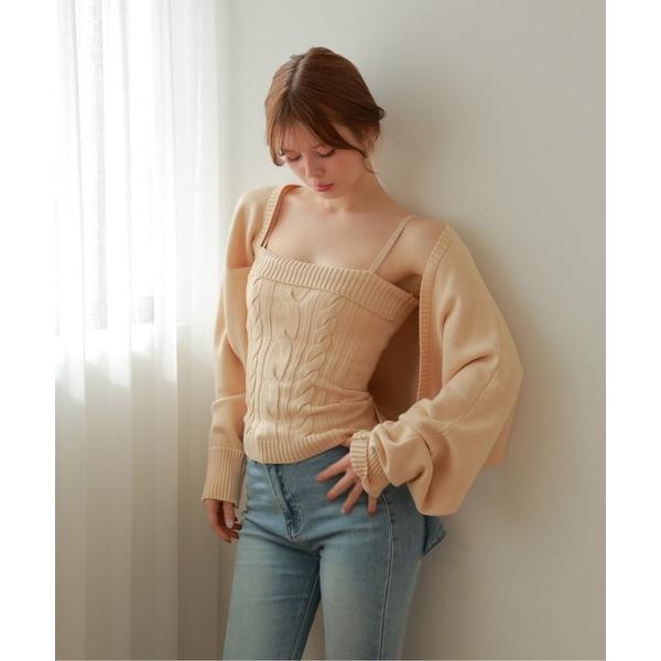 ZOZO問い合わせ番号:104487757ショップ:Lace Ladies，レースレディースブランド:M DOLLY，エムドリー，Lace Ladies，レースレディース商品名:camisole cableknit  elio ensemb...