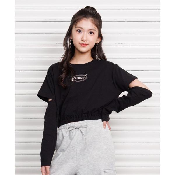 ZOZO問い合わせ番号:104489021ショップ:BABYDOLL，ベビードールブランド:PINKHUNT，ピンクハント商品名:PINKHUNT 袖2wayTシャツ 1443Kカテゴリ:トップス>Tシャツ/カットソーブランド品番:P...