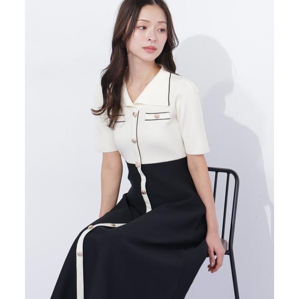 ZOZO問い合わせ番号:104489630ショップ:JILL by JILL STUART，ジル バイ ジル スチュアートブランド:JILL by JILL STUART，ジルバイジルスチュアート商品名:開襟配色ニットワンピースカテゴリ:ワ...