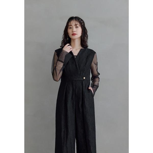 ZOZO問い合わせ番号:104490867ショップ:bflat，ビーフラットブランド:niana，ニアナ，ANDRESD，アンドレスド商品名:ボンディングレースオールインワンドレス 2点セット パンツドレス シアートップス 結婚式 成人式 ...