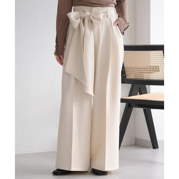 ZOZO問い合わせ番号:104527216ショップ:apres jour，アプレジュールブランド:raffime，ラフィミー商品名:リボン付きハイウエスト２タックスラックスカテゴリ:パンツ>スラックスブランド品番:660963素材:※...