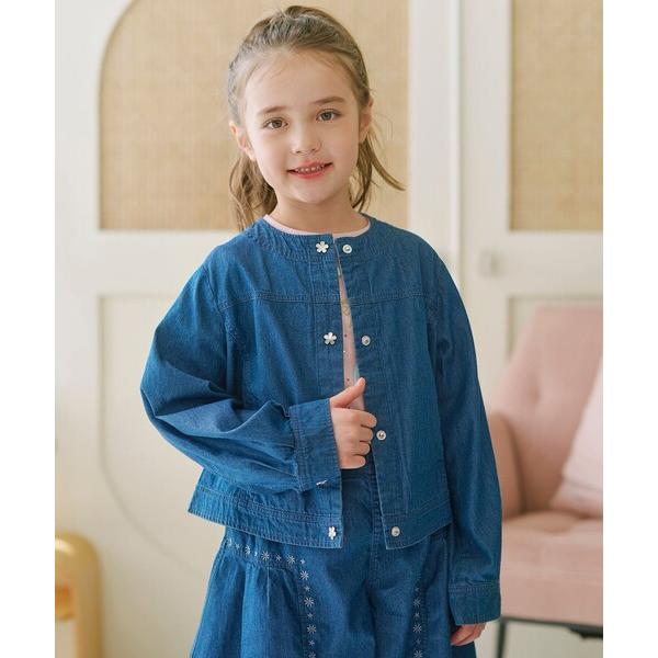 ZOZO問い合わせ番号:104527548ショップ:組曲，クミキョクブランド:組曲，クミキョク商品名:【110-140cm】 フラワーボタンデニムジャケットカテゴリ:ジャケット/アウター>デニムジャケットブランド品番:JKKGLM03...