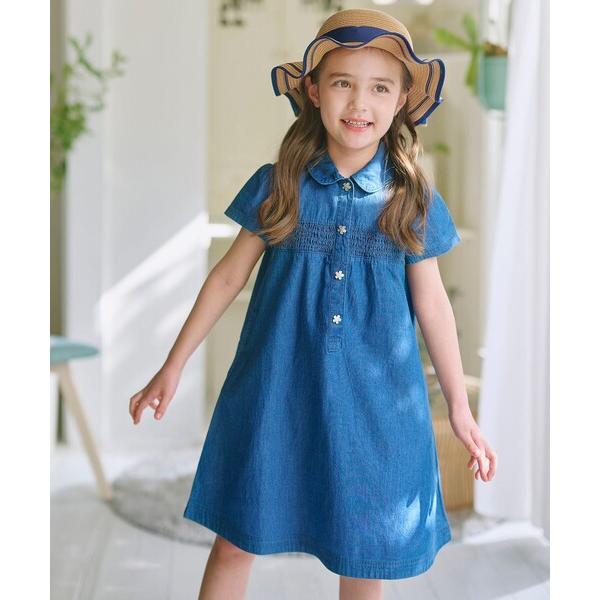 ZOZO問い合わせ番号:104527550ショップ:組曲，クミキョクブランド:組曲，クミキョク商品名:【110-140cm】 フラワーボタンデニムワンピースカテゴリ:ワンピース/ドレス>ドレスブランド品番:OPKGLM0319素材:ネ...