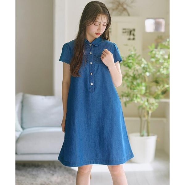ZOZO問い合わせ番号:104527551ショップ:組曲，クミキョクブランド:組曲，クミキョク商品名:【150-160cm】 フラワーボタンデニムワンピースカテゴリ:ワンピース/ドレス>ドレスブランド品番:OPKGLM0320素材:ネ...