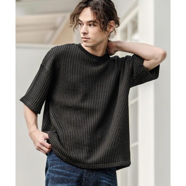 ZOZO問い合わせ番号:104599510ショップ:CAMBIO，カンビオブランド:CAMBIO，カンビオ商品名:mt10317- Two-Tone Big Waffle Tee ビッグTシャツ(AI-261-014)カテゴリ:トップス&g...
