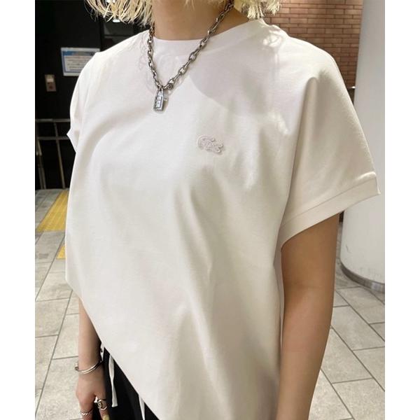 ZOZO問い合わせ番号:104599526ショップ:LACOSTE，ラコステブランド:LACOSTE，ラコステ商品名:【オンライン限定】LACOSTE オーバーサイズ フレンチスリーブ サイドスリット クルーネックTシャツカテゴリ:トップス...