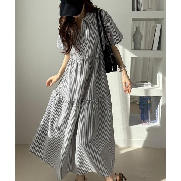 『タイムセール実施中』ZOZO問い合わせ番号:104599753ショップ:GeeRA，ジーラブランド:GeeRA，ジーラ商品名:サッカーティアードハーフジップ襟付ワンピースカテゴリ:ワンピース/ドレス>ワンピースブランド品番:2089...