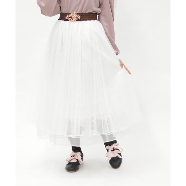 ZOZO問い合わせ番号:104599886ショップ:axes femme，アクシーズファムブランド:axes femme POETIQUE，アクシーズファムポエティック商品名:チュール×レースロングＳＫカテゴリ:スカート>スカートブラ...