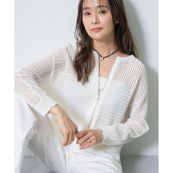 ZOZO問い合わせ番号:104600098ショップ:INDIVI，インディヴィブランド:INDIVI，インディヴィ商品名:【洗える／コットン】メッシュジップニットカーディガンカテゴリ:トップス>カーディガン/ボレロブランド品番:127...
