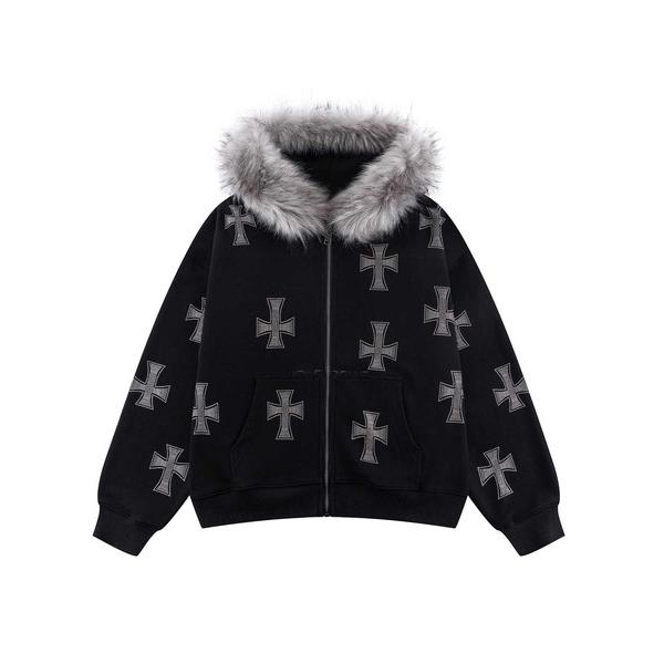 『タイムセール実施中』ZOZO問い合わせ番号:104600175ショップ:SUPPLIER，サプライヤーブランド:UNKNOWN LONDON，アンノウン・ロンドン商品名:ジップフーディ｜Black x Silver Allover Cro...