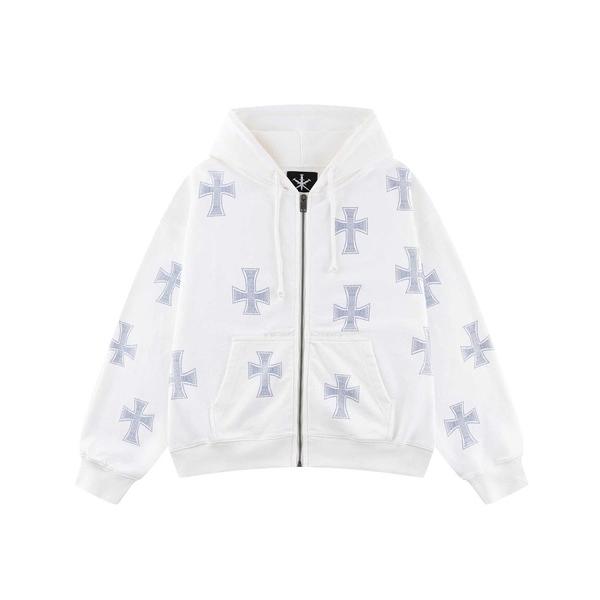 『タイムセール実施中』ZOZO問い合わせ番号:104600225ショップ:SUPPLIER，サプライヤーブランド:UNKNOWN LONDON，アンノウン・ロンドン商品名:ジップフーディ｜White x Blue Allover Cross...
