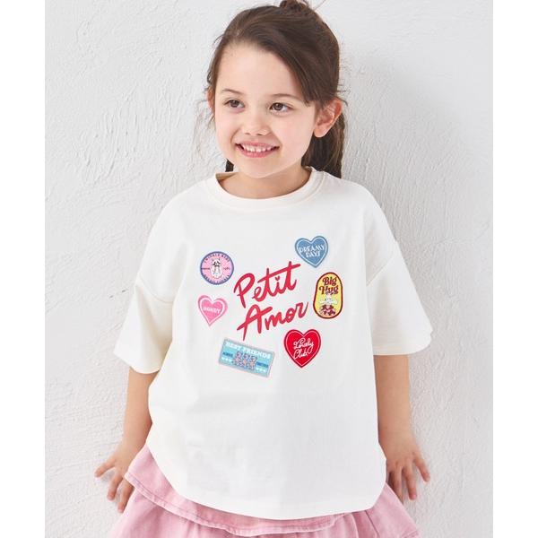 ZOZO問い合わせ番号:104600294ショップ:pairmanon，ペアマノンブランド:pairmanon，ペアマノン，coucou manon，ククゥ マノン商品名:【綿100%】ガールズ ワッペン プリント半袖Tシャツカテゴリ:トッ...