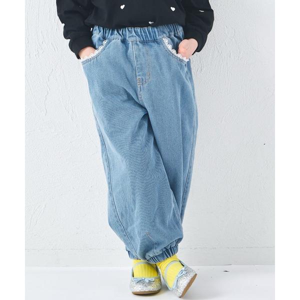 『セール実施中』ZOZO問い合わせ番号:104600298ショップ:pairmanon，ペアマノンブランド:pairmanon，ペアマノン，coucou manon，ククゥ マノン商品名:ガールズ レース 裾ゴム カーブデニムパンツカテゴリ...
