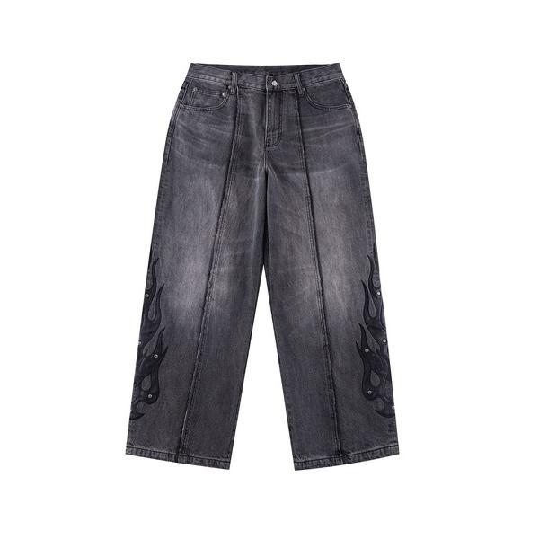 ZOZO問い合わせ番号:104638200ショップ:SUPPLIER，サプライヤーブランド:SUPPLIER，サプライヤー商品名:デニムパンツ｜Fire Tribal Leather Patch Baggy Denim｜SUPPLIERカテ...